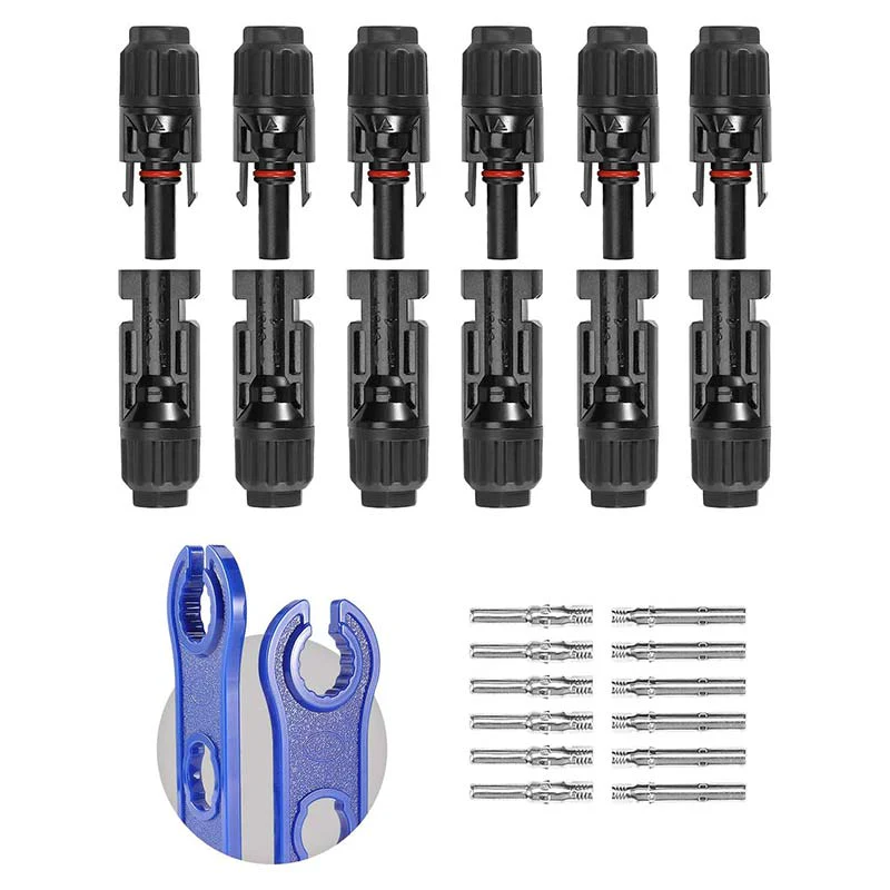 12 PCS Solar Connectors with Spanners 6 Pairs MaleFemale(10AWG ...
