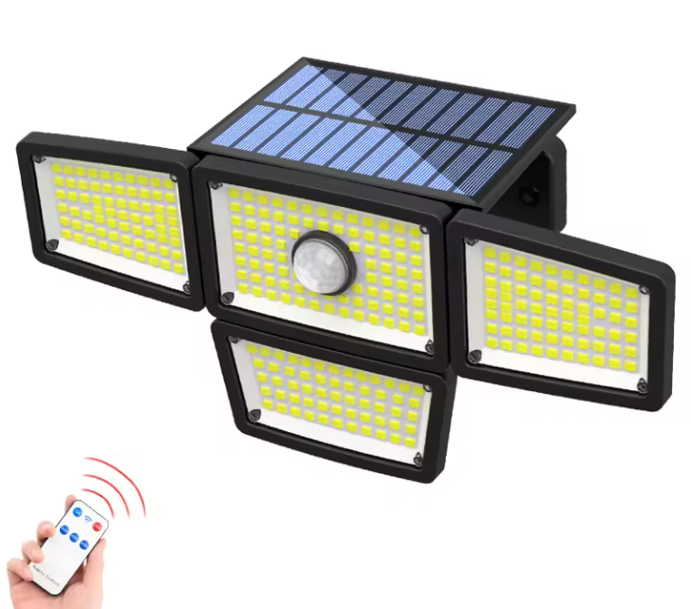 283LED 4 Head Solar motion sensor split wall light - Redwood log